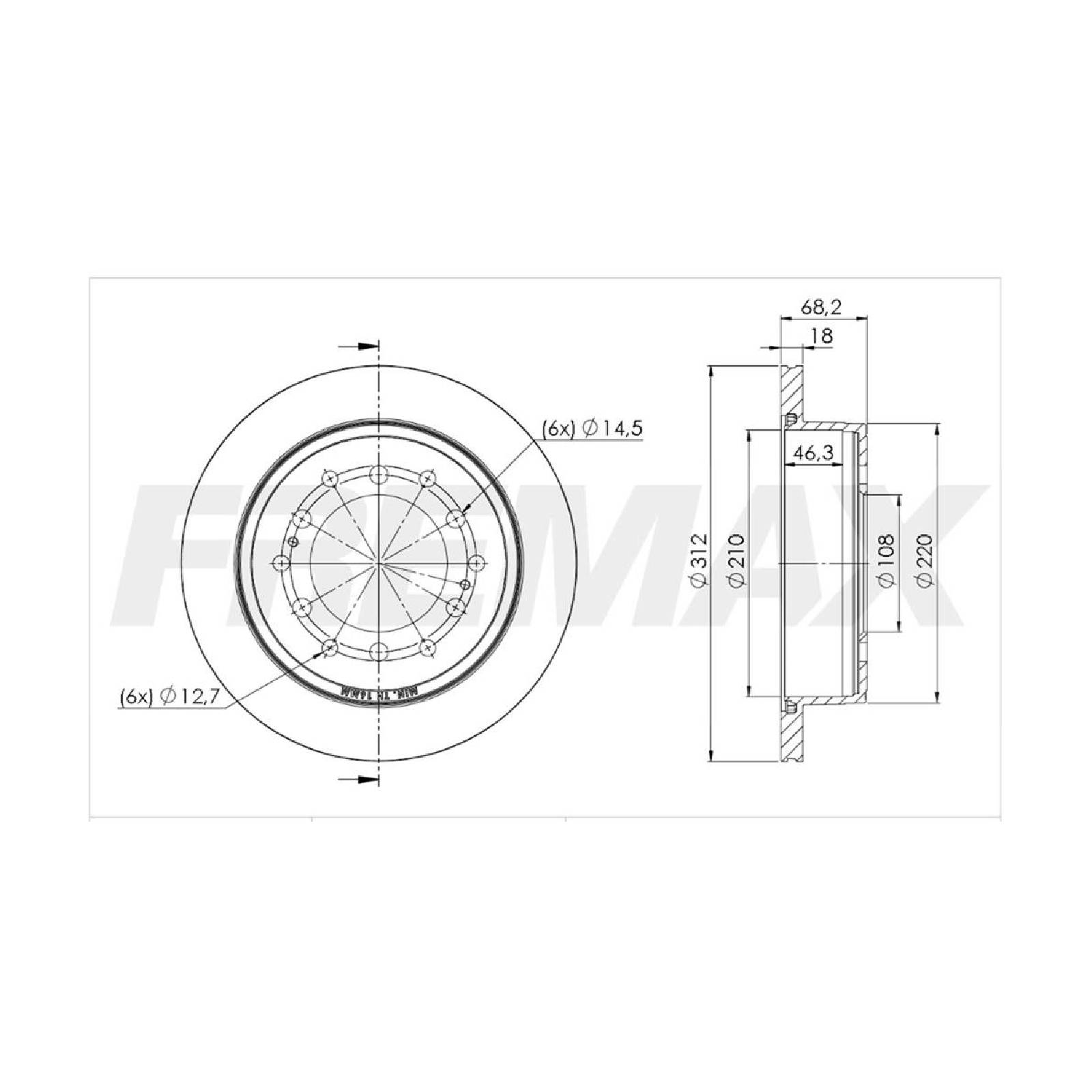 Disco Traseiro Toyota Hilux 2016-2020 (312mm) FREMAX DTTY2917-27381 ...